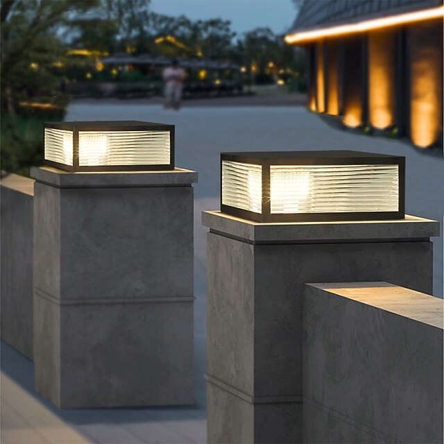 IP54 Outdoor Pillar Lights Fixtures Square Fence Column Post Lights for ...