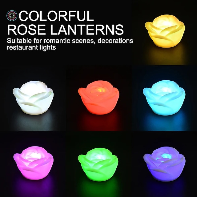 LED Rose Night Light Holiday Party Light Rose Valentine's Day Wedding ...