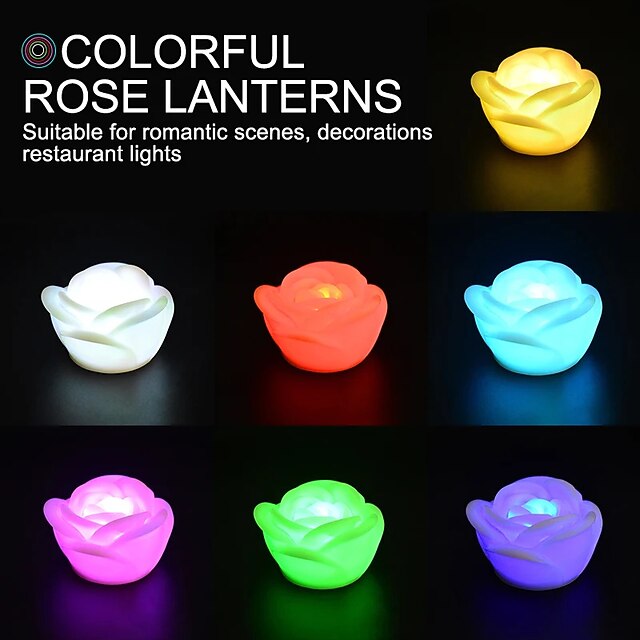 LED Rose Night Light Holiday Party Light Rose Valentine's Day Wedding ...