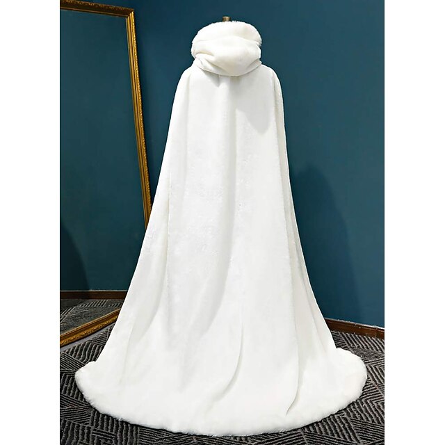 Womens Full Length Wedding Hooded Cape Winter Bridal Cloak Retro ...