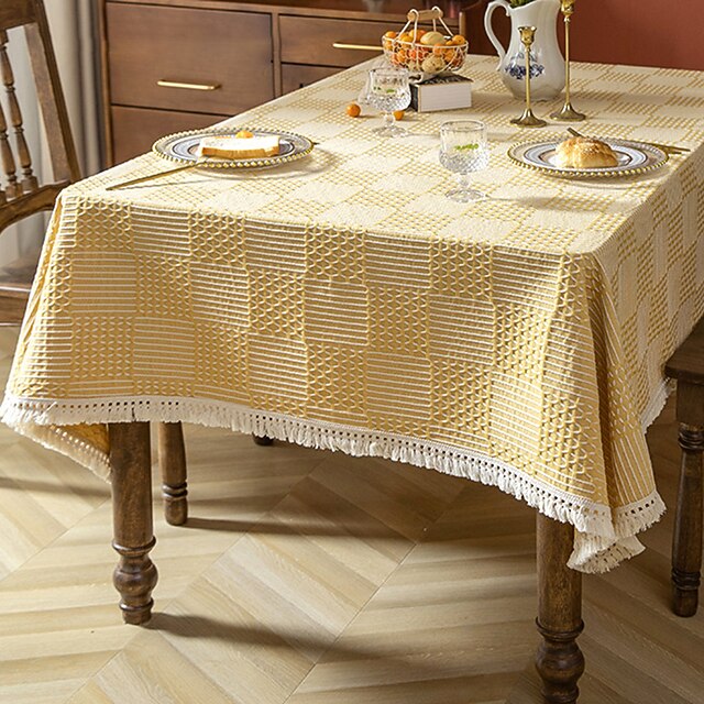 Nordic Style Thickened Cotton Linen Dining TableCloth, Anti Scalding ...