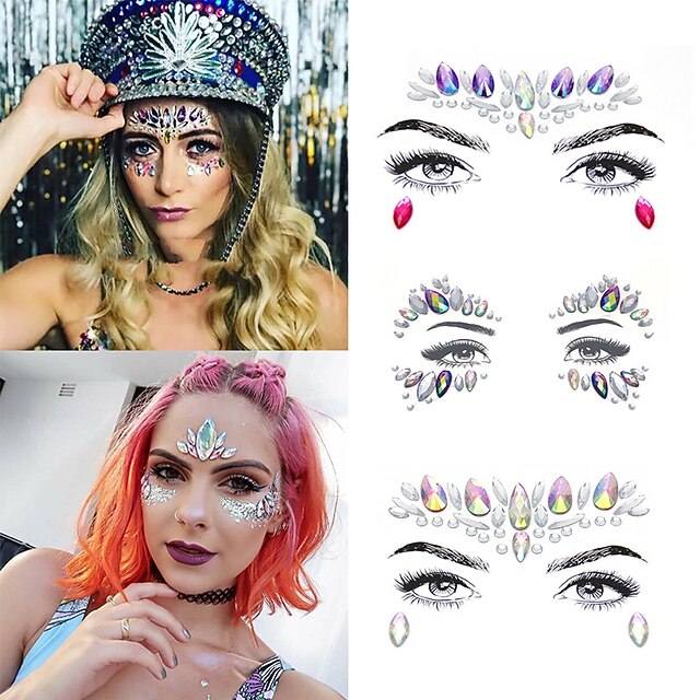 CARNIVAL Facial Tattoo Stickers With Crystal Diamond Stickers Dance ...