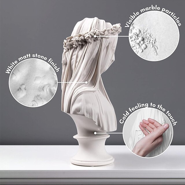 Lady Statue, Veiled Lady Bust Greek Goddess Statue Abstract Victorian Veiled Maiden Statue ...