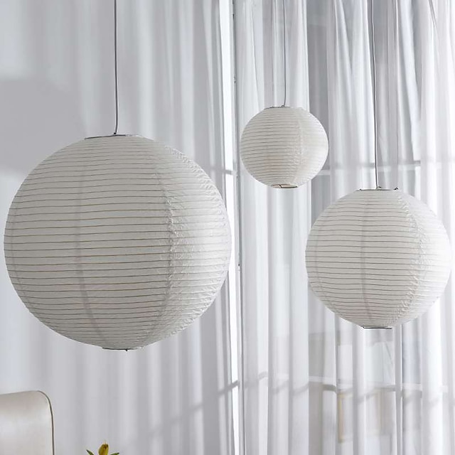 White Round Rice Paper Lantern Pendant Light, Paper Lamps Paper Lights ...