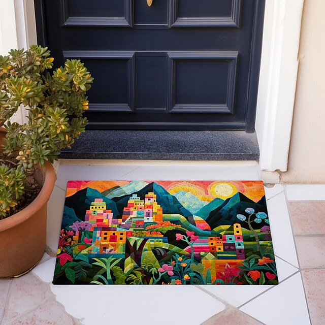 Colorful City Doormat Floor Mats Washable Rugs Kitchen Mat Non-Slip Oil ...