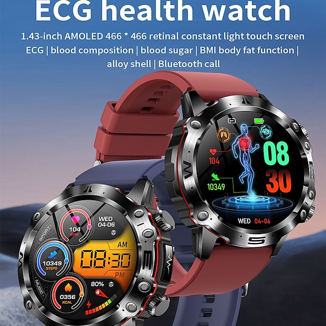 iMosi ET482 Smart Watch 1.43 inch Smartwatch Fitness Running Watch ...