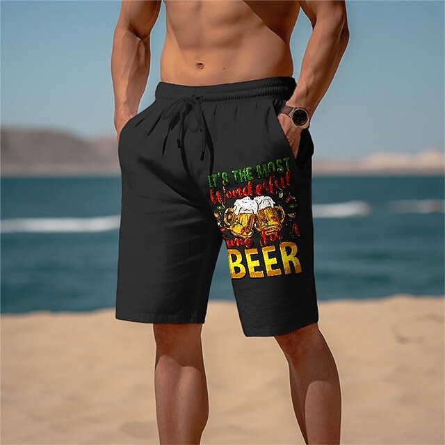 Oktoberfest Men's Linen Shorts Beer Shorts Beach Shorts Drawstring ...