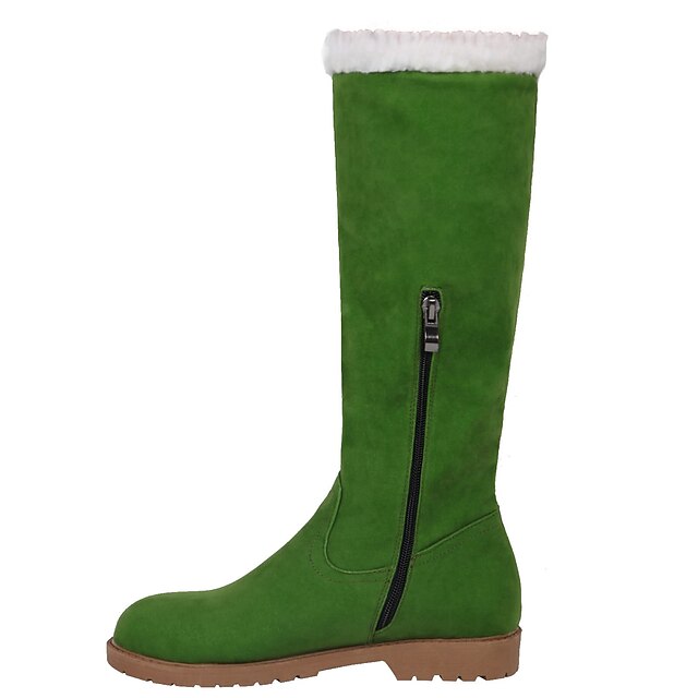 Women's Suede Knee-High Boots with Fleece Lining - Brown Winter Casual ...