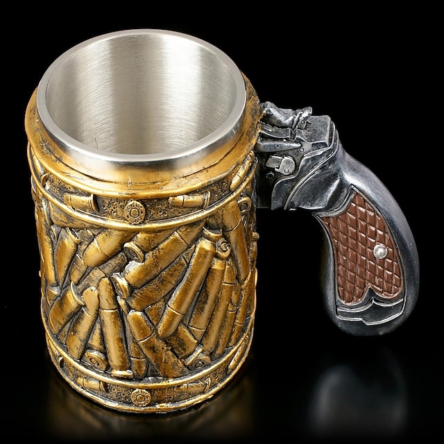 Stainless Steel Bullet Pattern Beer Mug, Steel Bullet Coffee Mugs ...