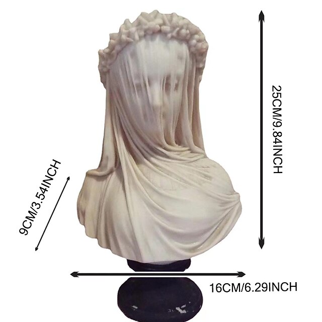Lady Statue, Veiled Lady Bust Greek Goddess Statue Abstract Victorian Veiled Maiden Statue ...