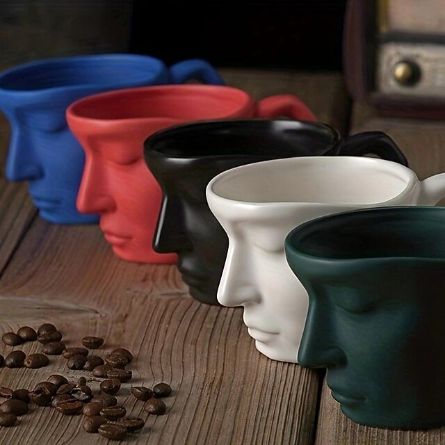 Unique Face Shaped Water Cup With Saucer, Creative Coffee Cup Set ...