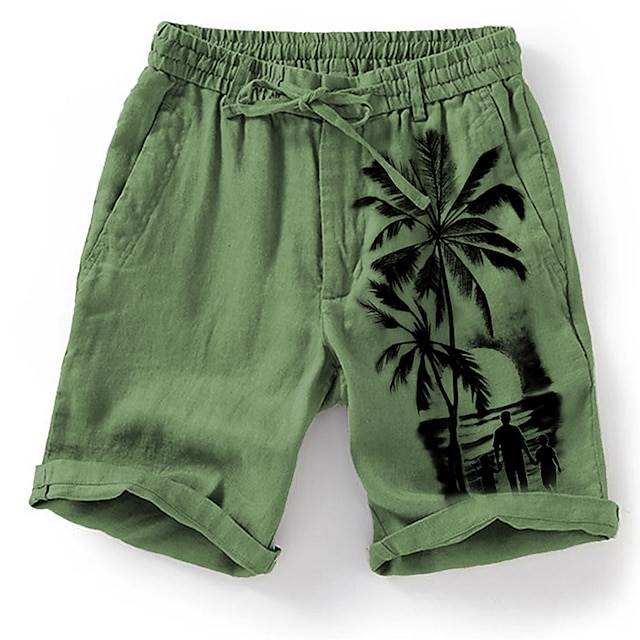 Men's Graphic Coconut Tree Shorts Summer Shorts Beach Shorts Mid Waist ...