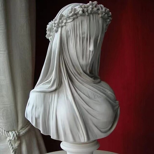 Lady Statue, Veiled Lady Bust Greek Goddess Statue Abstract Victorian ...