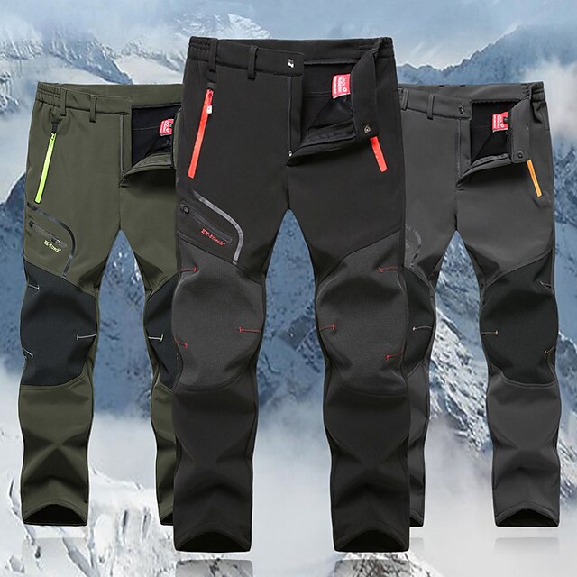Men's Fleece Lined Pants Waterproof Hiking Pants Trousers Softshell ...