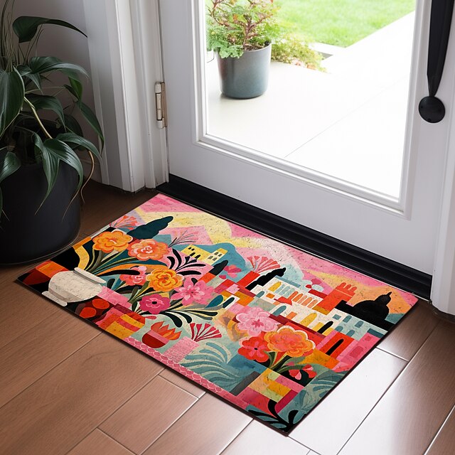 Colorful City Doormat Floor Mats Washable Rugs Kitchen Mat Non-Slip Oil ...