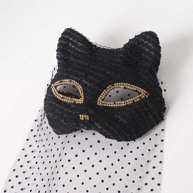 Venice Carnival Cat Mask Black Masquerade Graduation Party Accessories ...