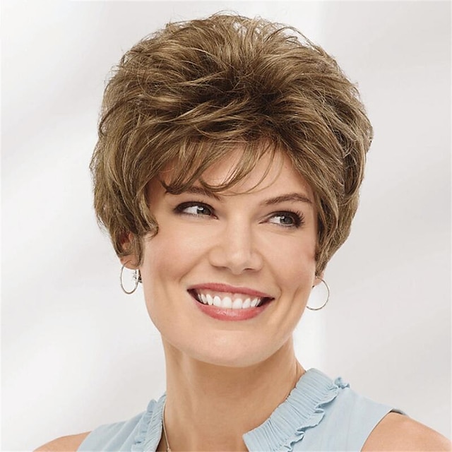 Synthetic Wig Curly Pixie Cut Machine Made Wig Short A1 A2 A3 A4