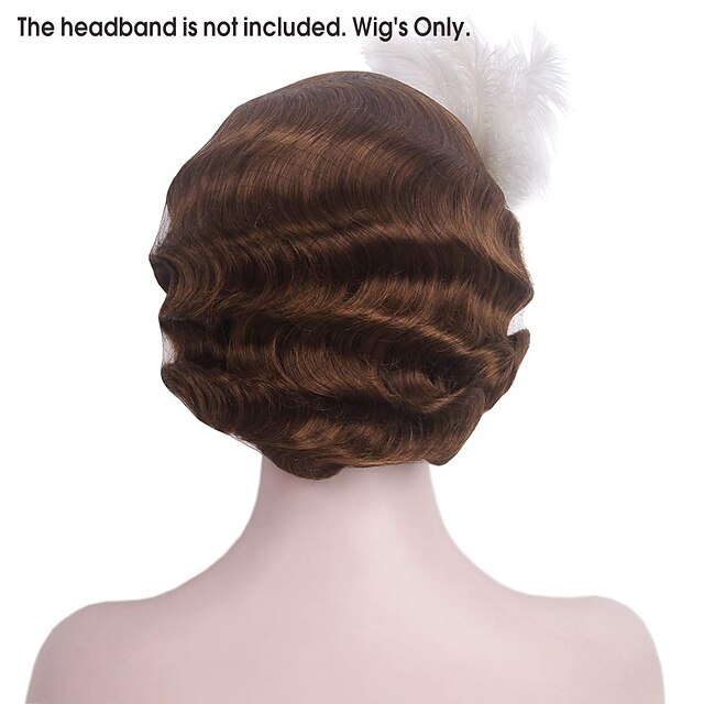 Reddish Brown 1920s Wig for Women Short Finger Wave Party Wig Synthetic ...