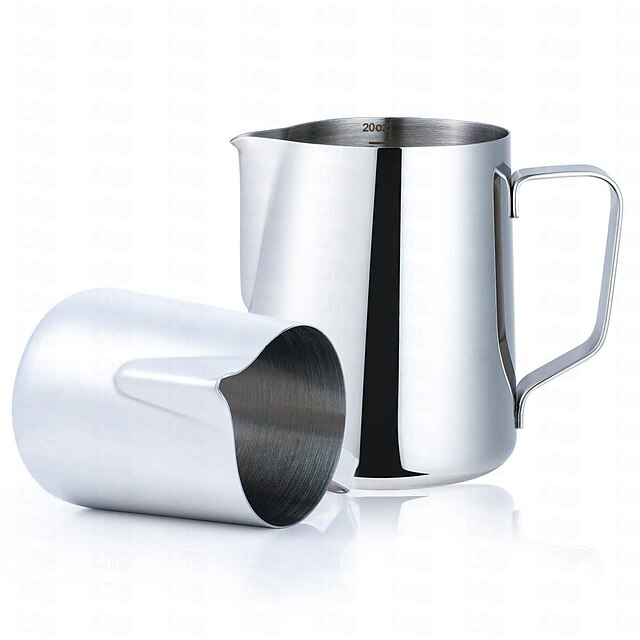 Milk Frothing Jug, 350/600 ml Espresso Steamer Jug, Stainless Steel ...