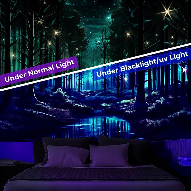 Blacklight Tapestry UV Reactive Glow in the Dark Lamp Post Trippy Misty ...