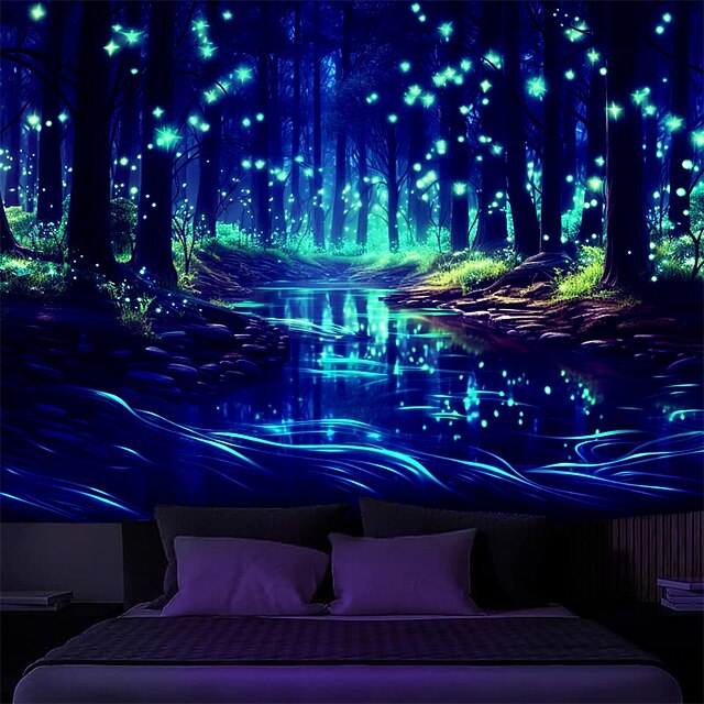 Blacklight Tapestry UV Reactive Glow in the Dark Lamp Post Trippy Misty ...