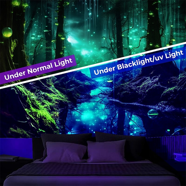 Blacklight Tapestry UV Reactive Glow in the Dark Lamp Post Trippy Misty ...