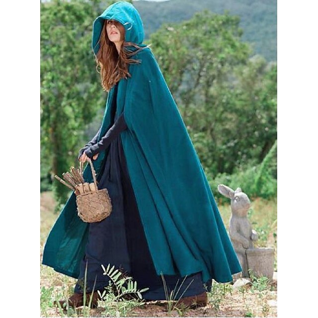 Retro Vintage Medieval Hooded Cloak Shawls Ren Faire Viking Ranger ...