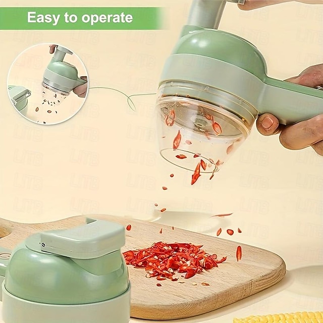 4 In 1 Vegetable Chopper Handheld Electric Vegetable Cutter Set ...