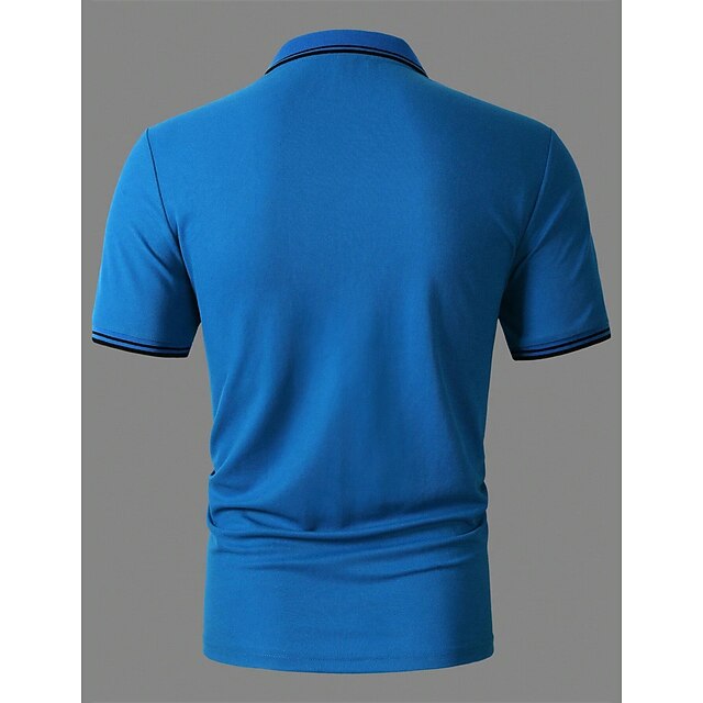 Men's Polo Shirt Button Up Polos Business Casual Lapel Short Sleeve ...