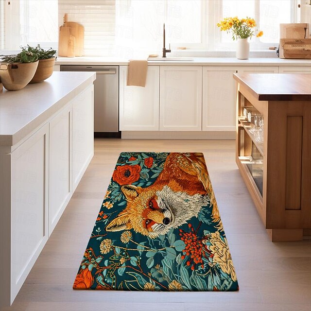 Inspired William Morris Fox Area Rug Kitchen Mat Non-Slip Oil Proof ...