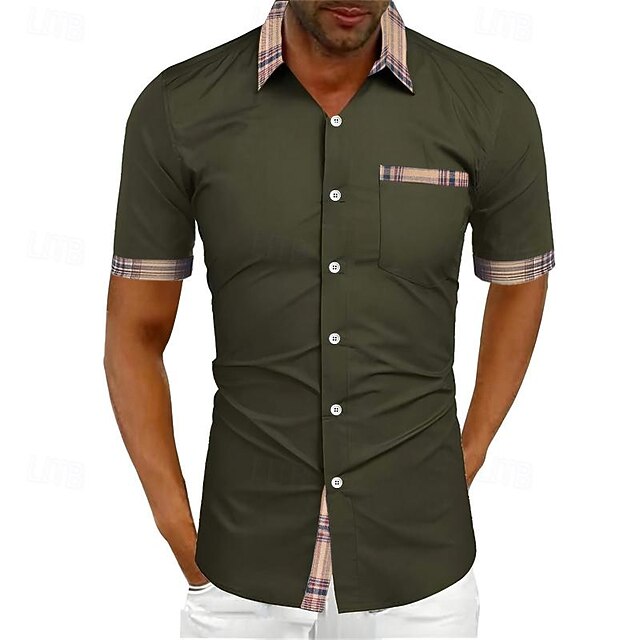 Men's Shirt Summer Shirt Button Up Shirt Black White Pink Red Purple ...