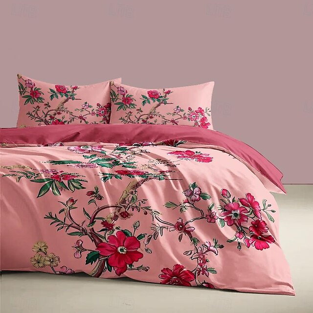Floral Pattern Duvet Cover Set Set Soft 3 Piece Luxury Cotton Bedding