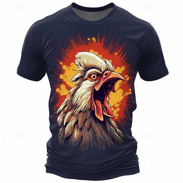 Men's Graphic Animal Rooster T Shirt Short Sleeve T shirt 3D Print Crew ...