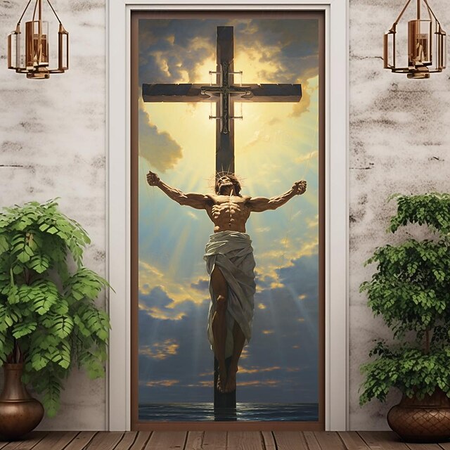 Jesus Cross Door Covers Door Tapestry Door Curtain Decoration Backdrop ...