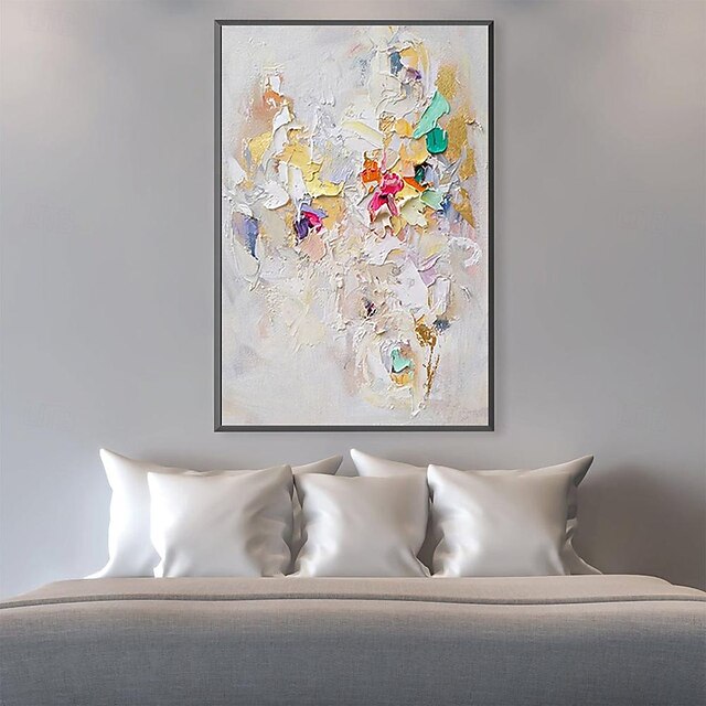 Hand Painted Colourful Thick Texture Abstract Oil Painting Wall Art ...