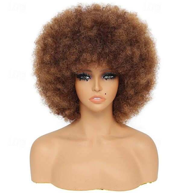 Afro Wigs for Black Women 10 inch Afro Curly Wig 70s Large Bouncy and ...