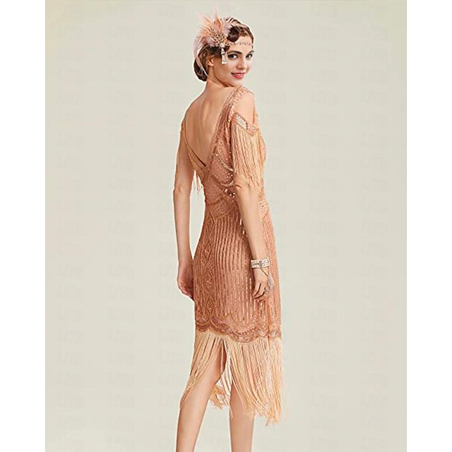 Retro Vintage Roaring 20s 1920s Knee Length Flapper Dress Dress Outfits ...