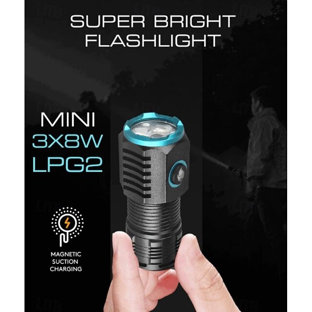2000LM Three-eyed Monster Thumb Flashlight 20W Super Power Mini Flash ...