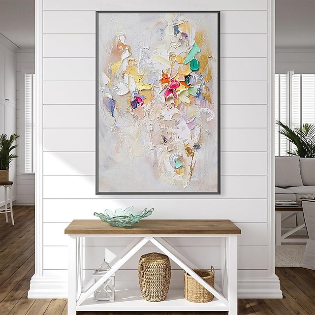 Hand Painted Colourful Thick Texture Abstract Oil Painting Wall Art ...