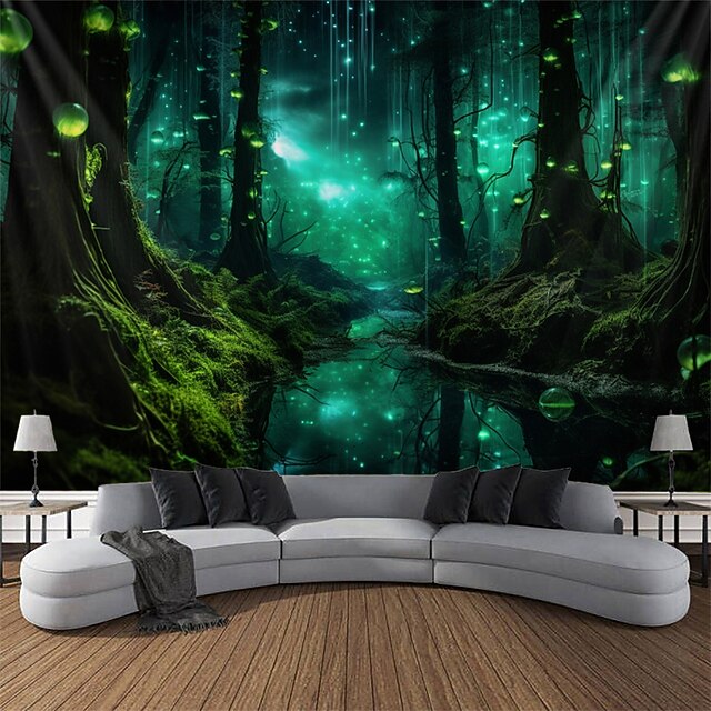 Blacklight Tapestry UV Reactive Glow in the Dark Lamp Post Trippy Misty ...