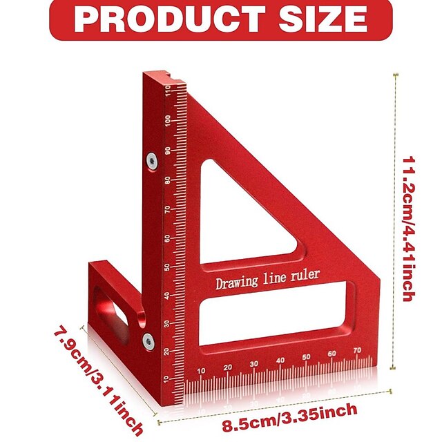 3D Multi-Angle Measuring Ruler,45/90 Degree Aluminum Alloy Woodworking ...