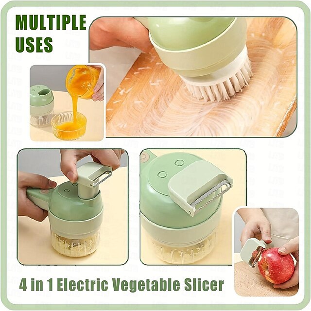 4 In 1 Vegetable Chopper Handheld Electric Vegetable Cutter Set ...