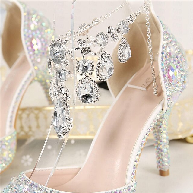 Women's Crystal Rhinestone Prom Shoes with Purple Gemstone ...