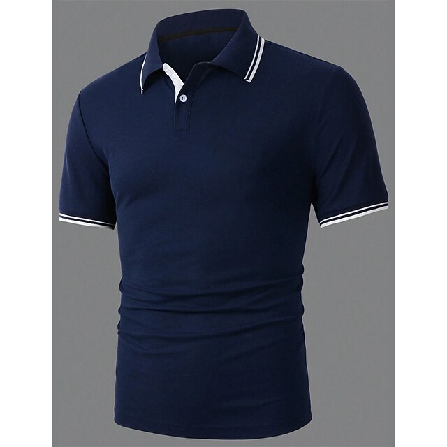 Men's Polo Shirt Button Up Polos Business Casual Lapel Short Sleeve Fashion Basic Plain Button ...