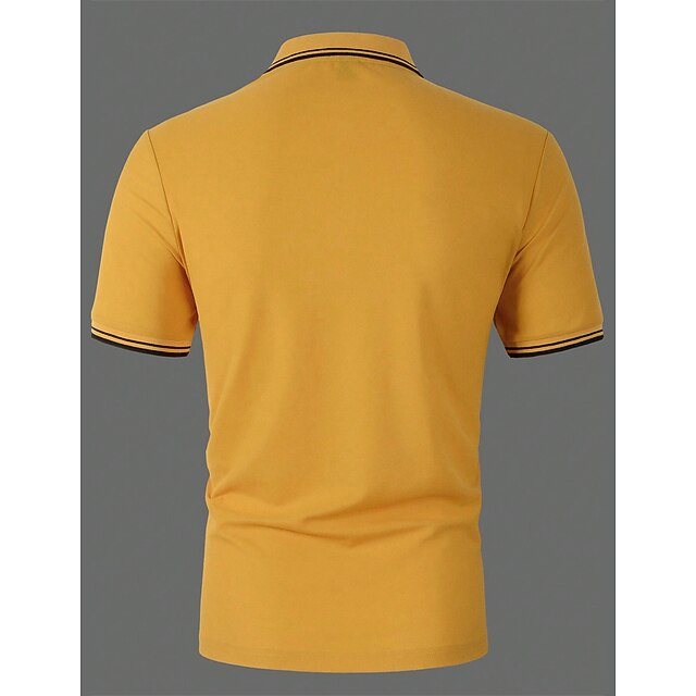 Men's Polo Shirt Button Up Polos Business Casual Lapel Short Sleeve ...