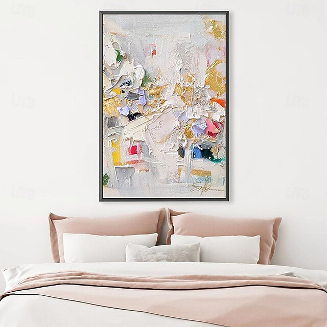 Hand Painted Colourful Thick Texture Abstract Oil Painting Wall Art ...