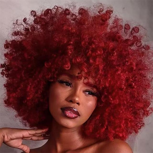 Carnival Wig Brown Curly Afro Short Synthetic Festival Wig Mardi Gras ...