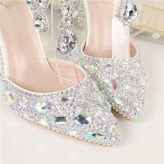 Women's Crystal Rhinestone Prom Shoes with Purple Gemstone ...