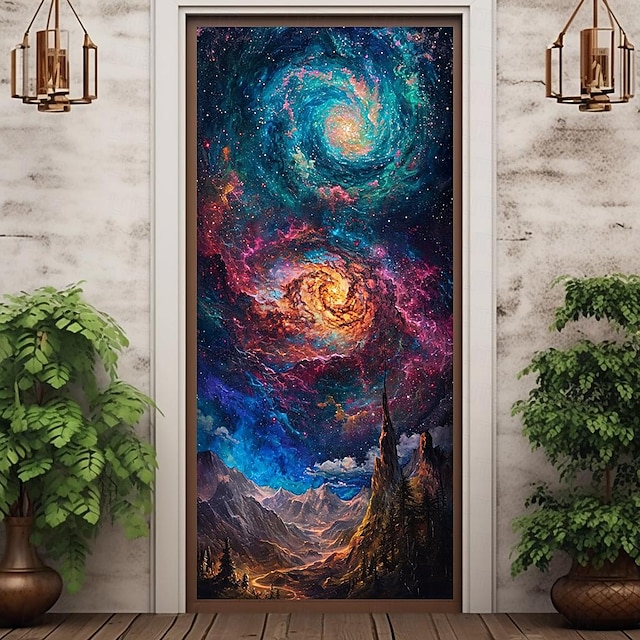 Universe Galaxy Door Covers Mural Decor Door Tapestry Door Curtain ...