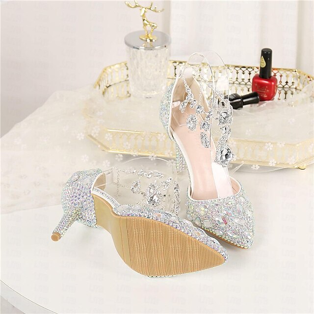 Women's Crystal Rhinestone Prom Shoes with Purple Gemstone ...